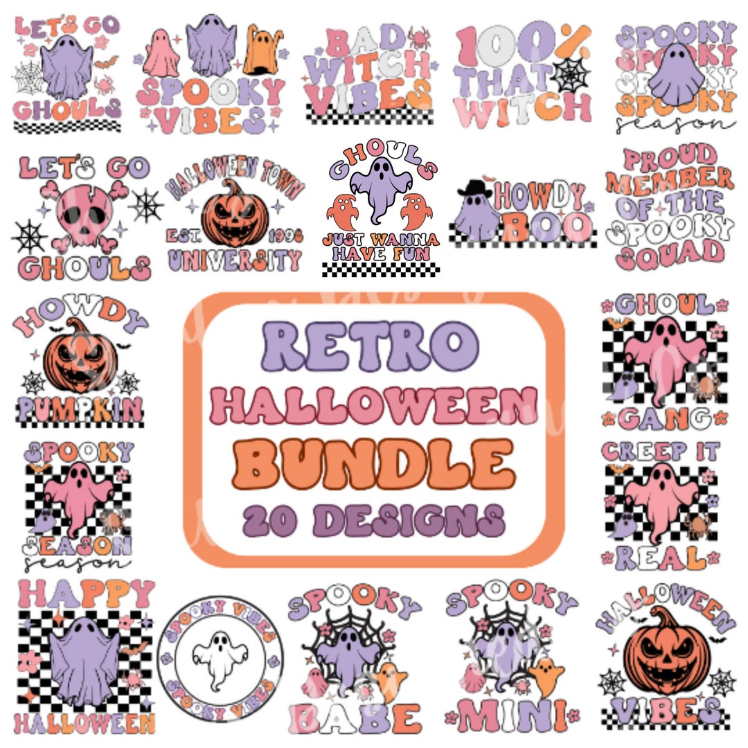 Retro Halloween Sublimation Bundle, Retro Halloween Bundle PNG, Ghost ...