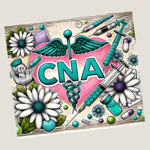 CNA Nursing 20 Oz Skinny Tumbler Png Sublimation Design Download, Nurse ...