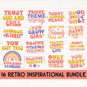 Retro Inspirational SVG Bundle, Groovy Svg, Wavy Svg, Inspirational Svg ...