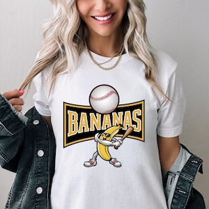 Let's Go Bananas Baseball PNG Sports Team Mascot Funny Banana Playing ...