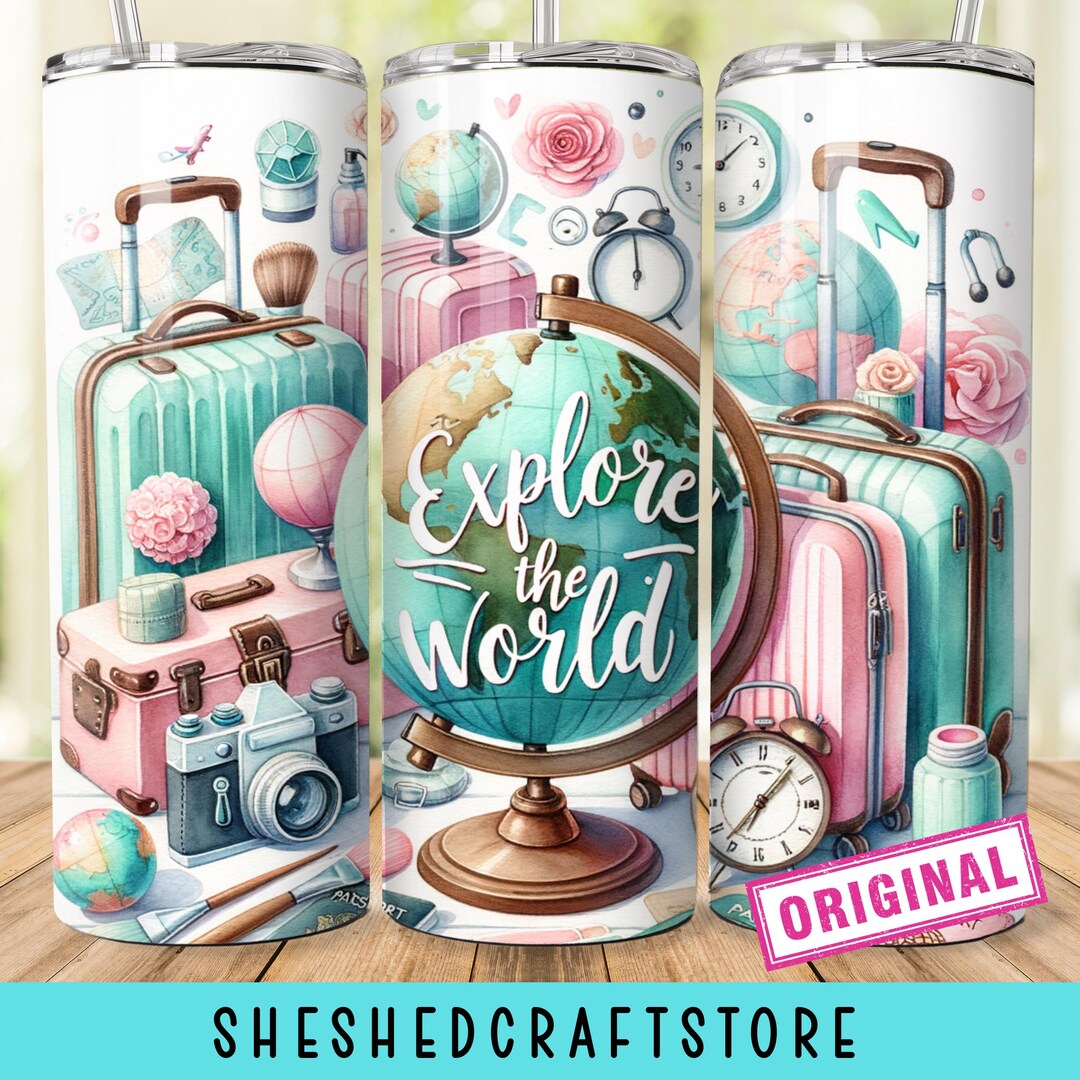 Travel 20oz Skinny Tumbler Wrap, Sublimation Design,digital Download ...