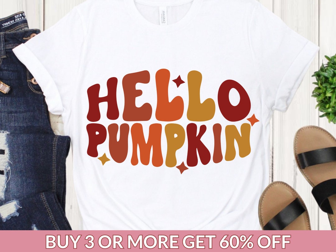 Hello Pumpkin Retro Fall Svg Files, Hello Fall Svg, Fall Shirt Svg ...