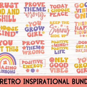 Retro Inspirational SVG Bundle, Groovy Svg, Wavy Svg, Inspirational Svg ...
