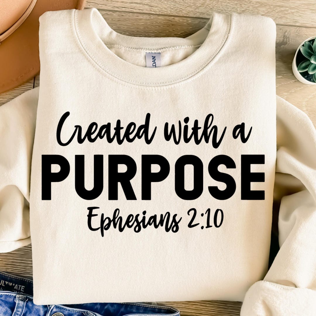 Created With A Purpose SVG, Christian Svg, Bible Verse SVG, Religious ...