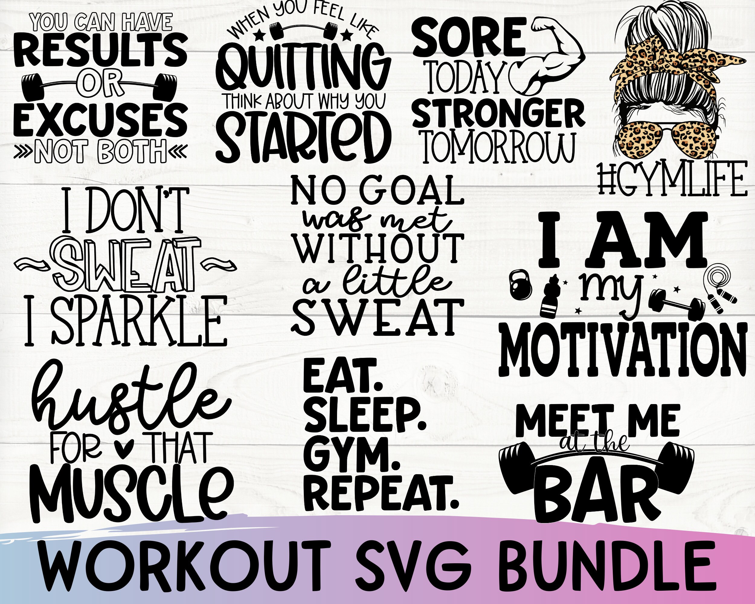 Workout Svg Bundle Gym Svg Fitness Svg Exercise Svg No - Etsy