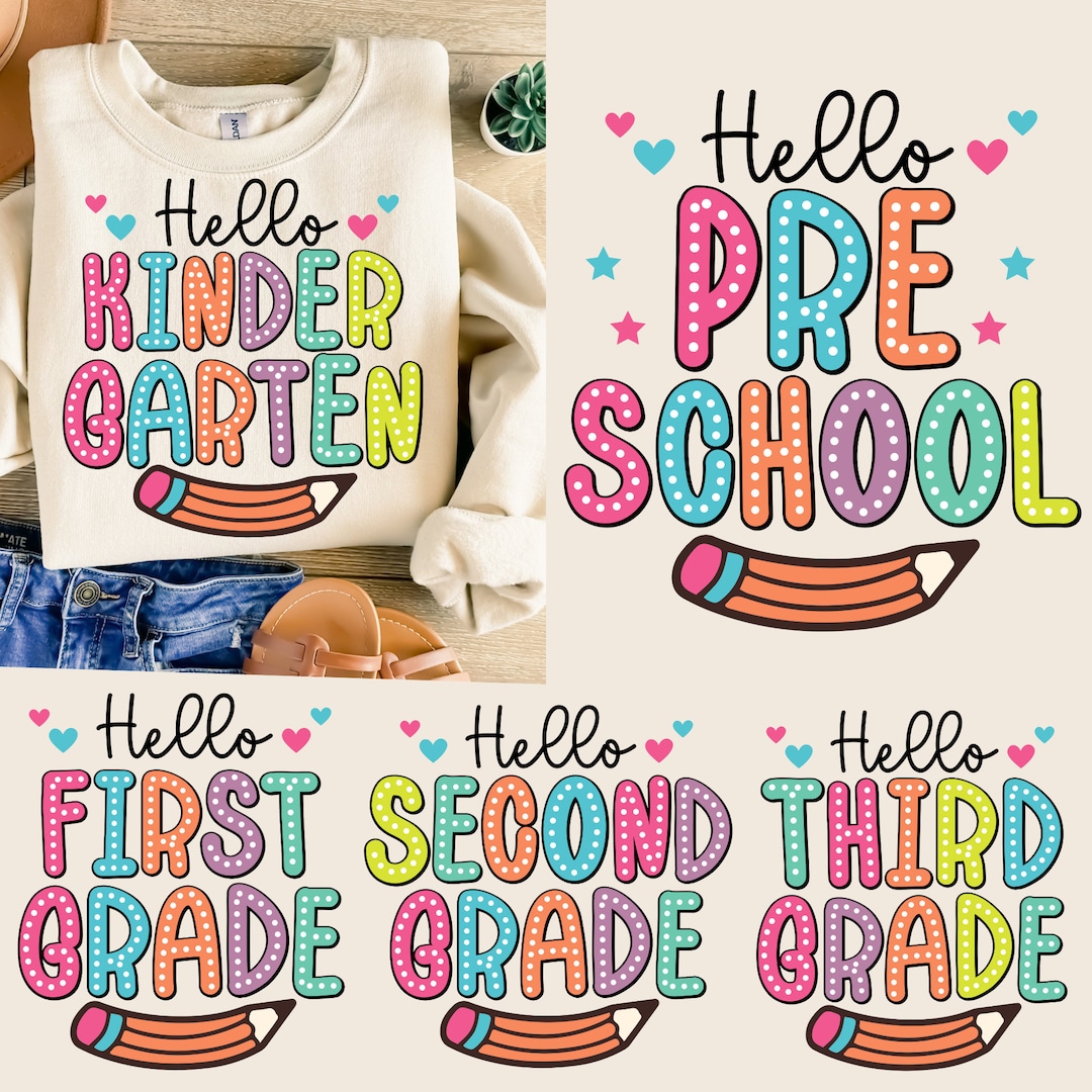 Hello Grade Png Bundle, Retro Teacher Png, 1st Day of School Png ...