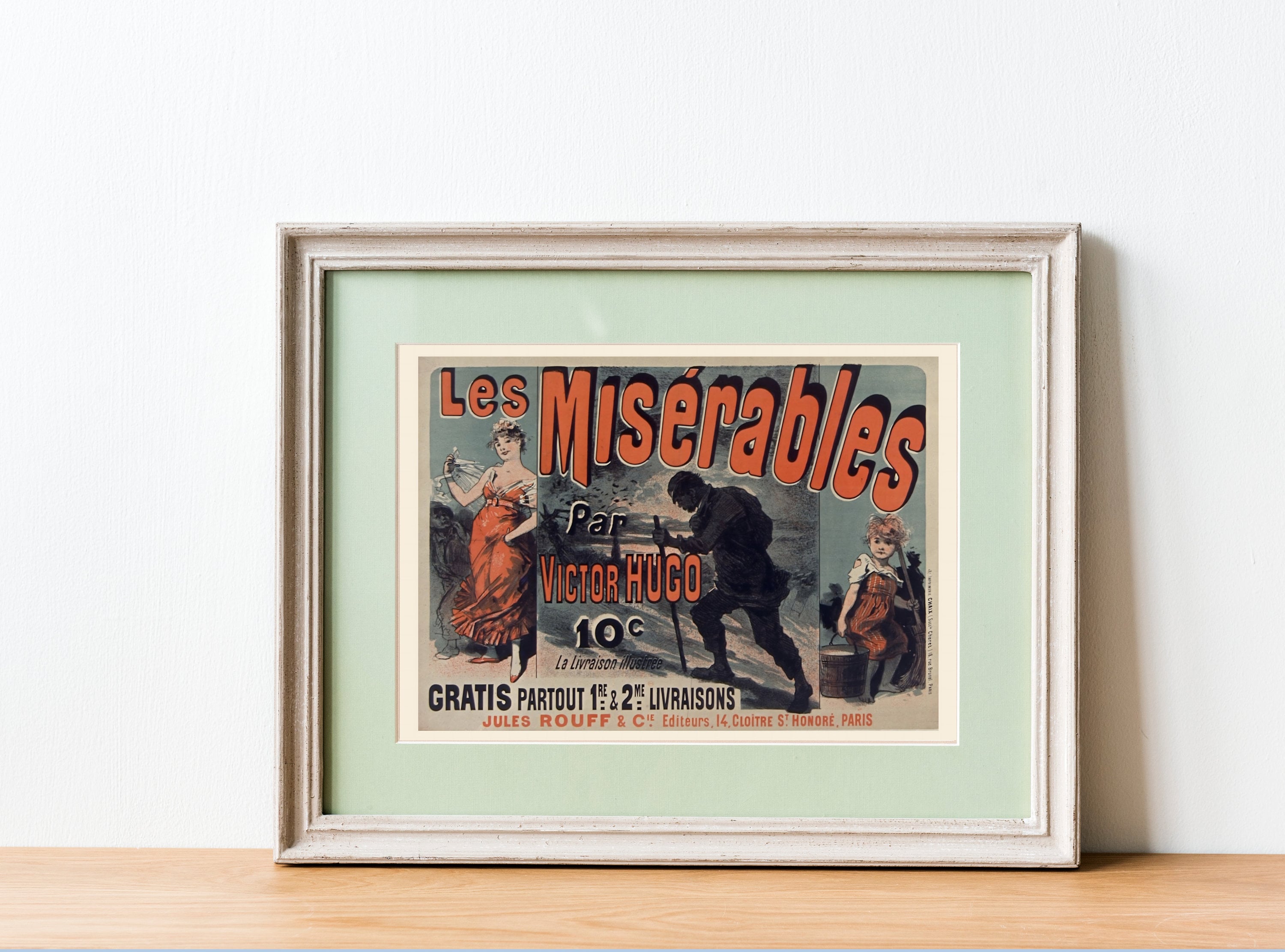 Les Miserables Victor Hugo, France Vintage Art Decor, Vintage Print ...