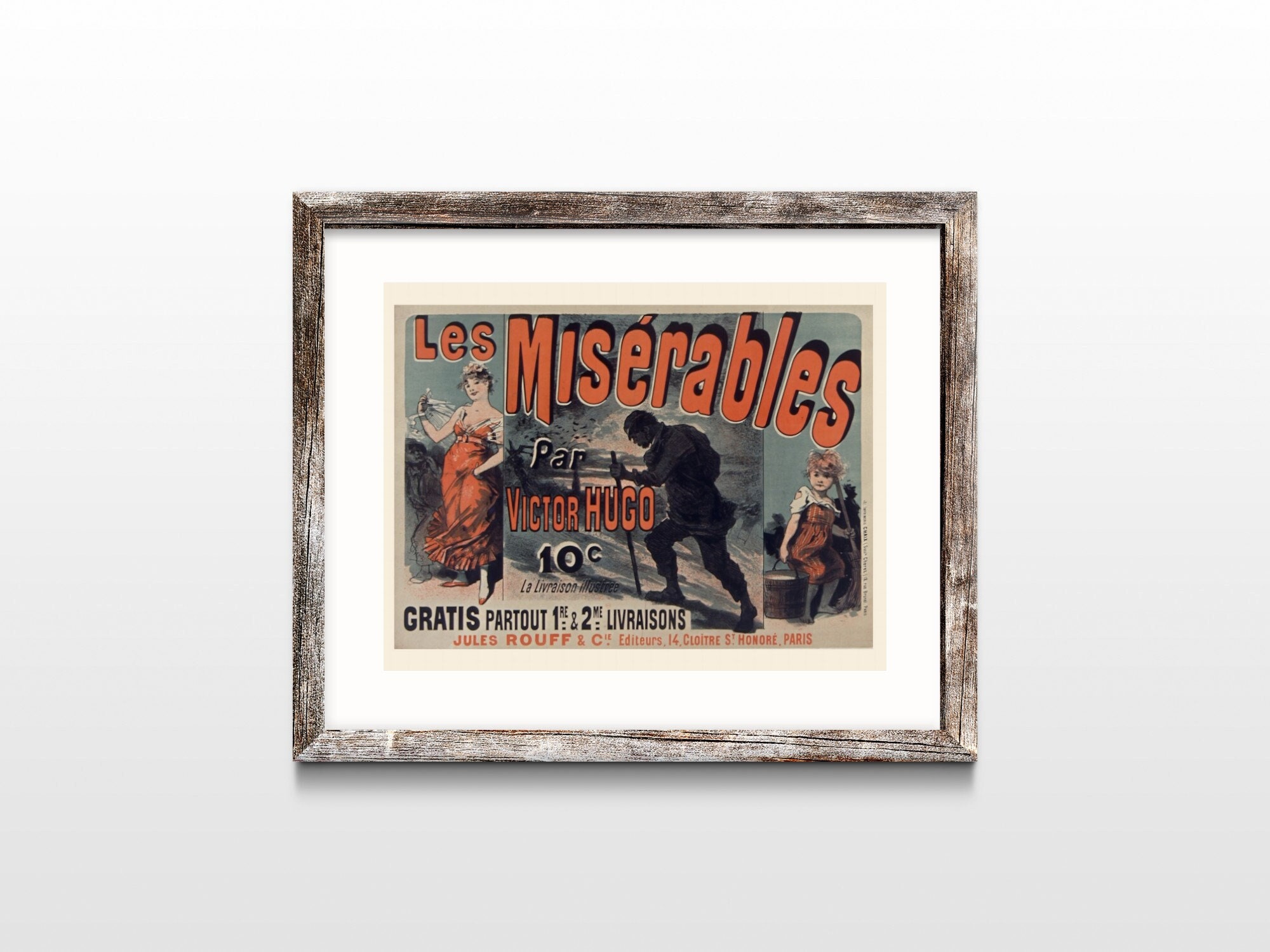 Les Miserables Victor Hugo, France Vintage Art Decor, Vintage Print ...