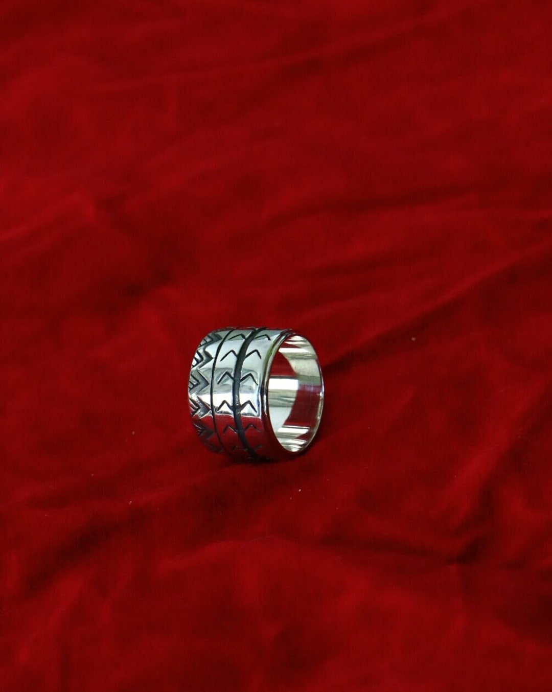 Silver Tattoo Ring, Tribal Motif Ring, Protection Symbol Ring ...