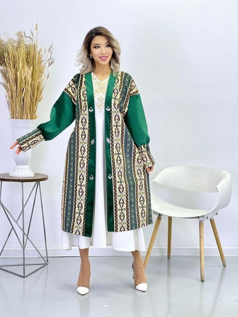 Kazakh Women's Ethnic Clother Chapan Cardigan Robe Size M-L Between ...