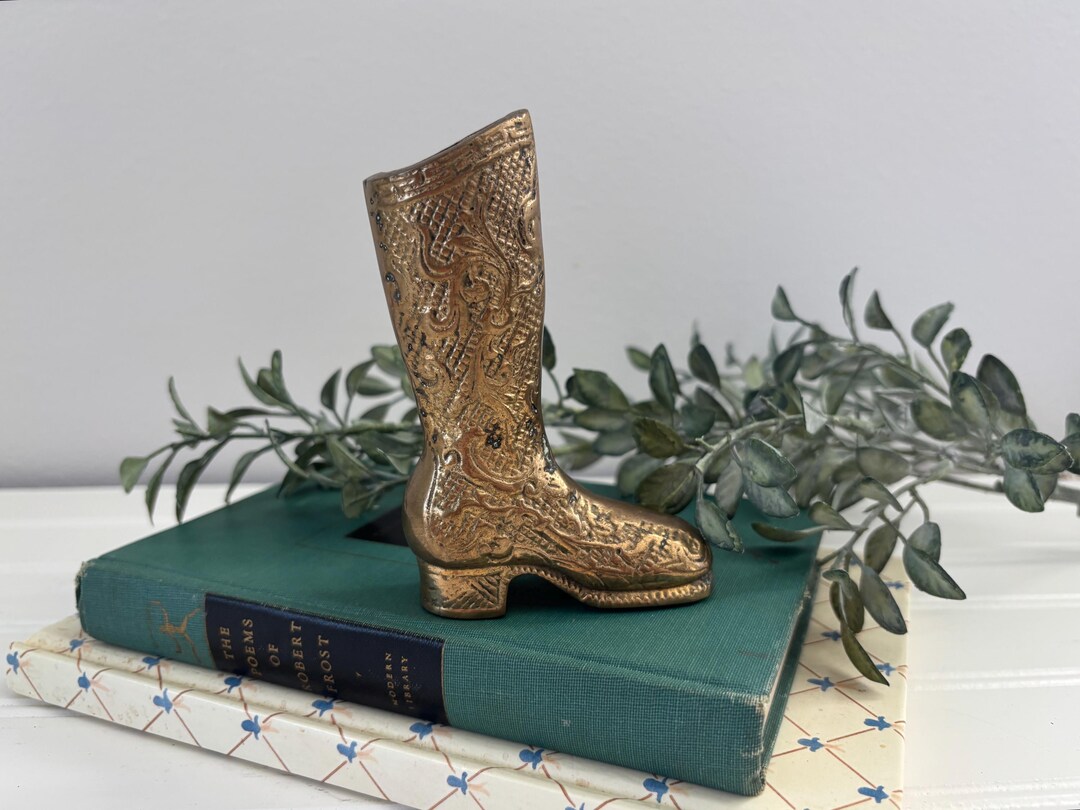 Vintage Brass Cowboy Boot With Ornate Design Small Gold Boot Lover Gift ...