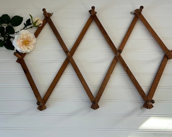 Vintage Large Wooden Accordion 49 Peg Wall Hooks Rack, Vertical or ...
