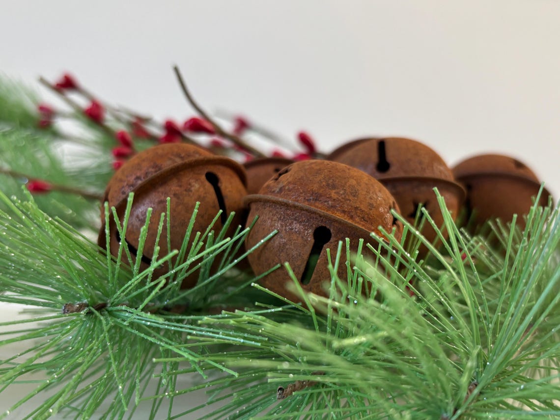 Rusty Jingle Bell Ornaments Rustic Decorative Sleigh Bells Set of 6 ...