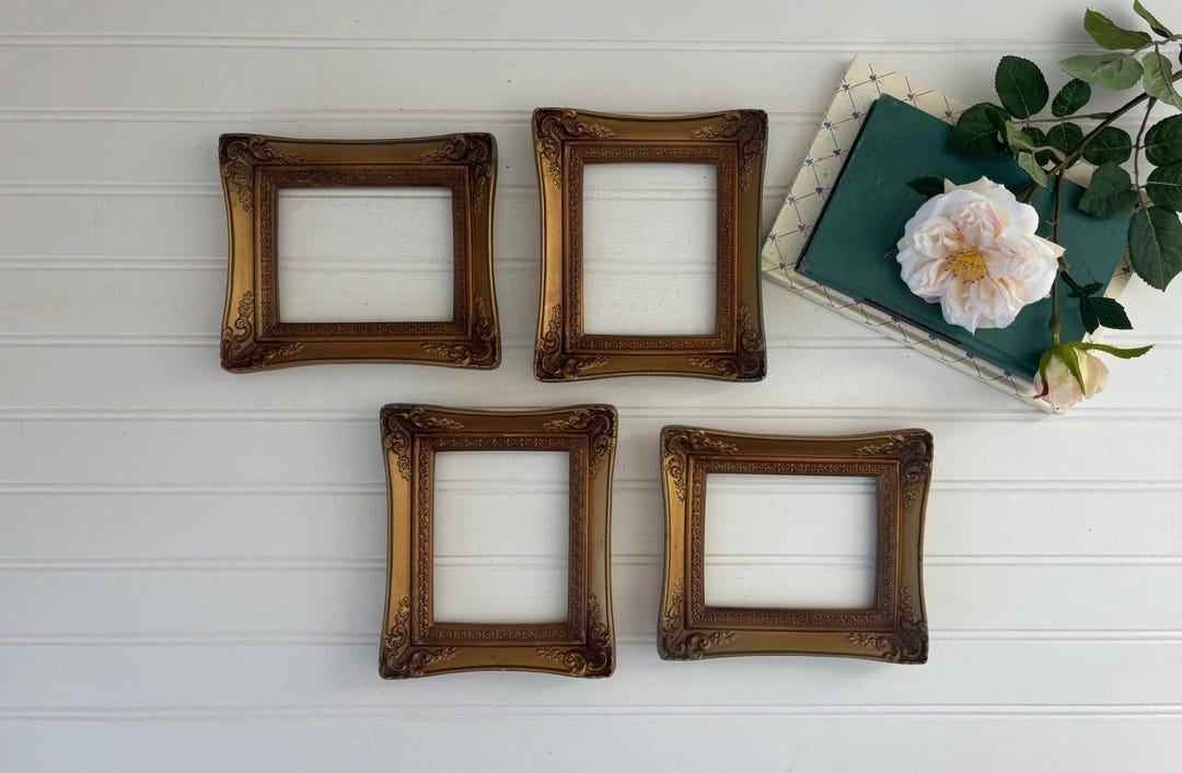 Vintage Gold Photo Frames Set of Four 4x5 Ornate Picture Frames 4 by 5 ...