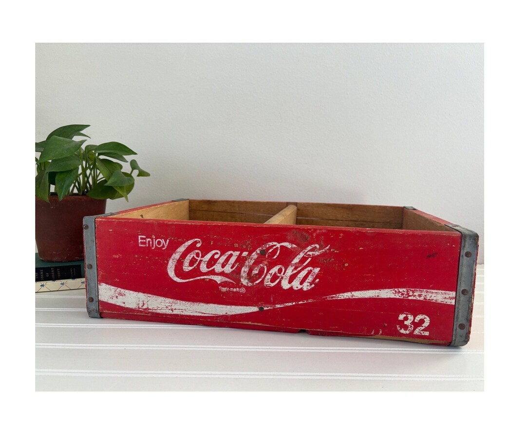 Vintage Coca-cola Crate Red Wooden Coke Box With 2 Cubbies Shelf of ...