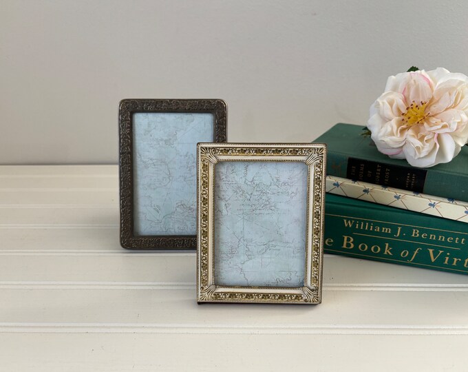 Vintage Brass Photo Frames Set of 2 Mini Unique Picture Frames Small ...