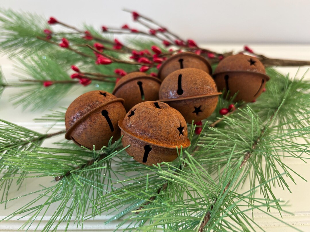 Rusty Jingle Bell Ornaments Rustic Decorative Sleigh Bells Set of 6 ...