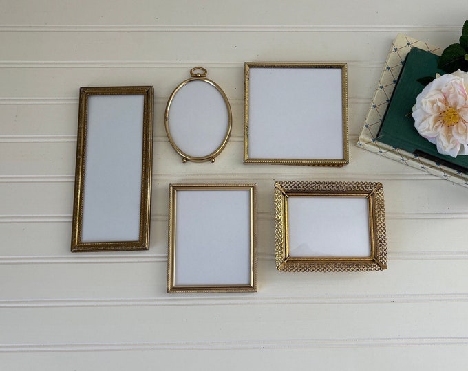Vintage Brass Picture Frame Gallery Wall Set Gallery Wall Small Gold ...