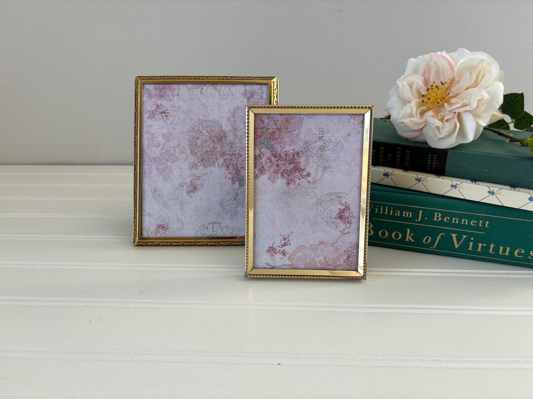 Vintage Brass Photo Frames Set of 2 Mini Brass Picture Frames Small ...