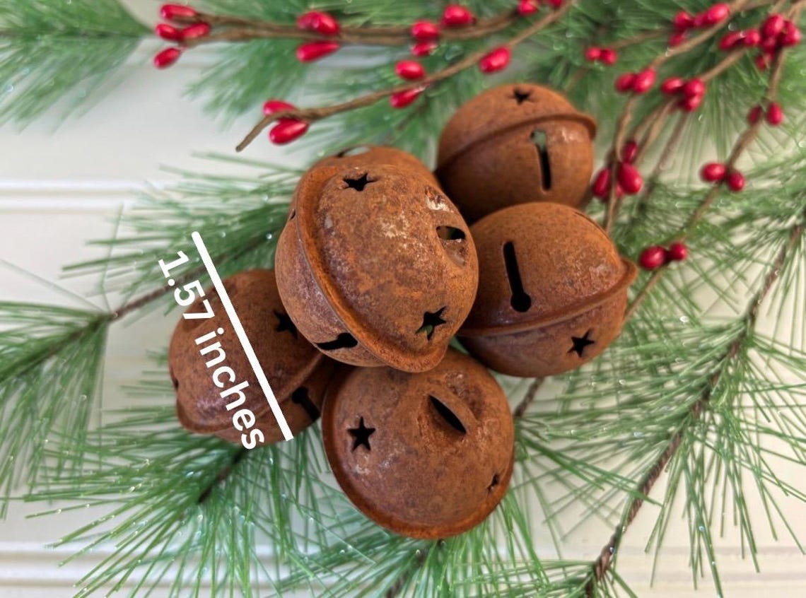 Rusty Jingle Bell Ornaments Rustic Decorative Sleigh Bells Set of 6 ...