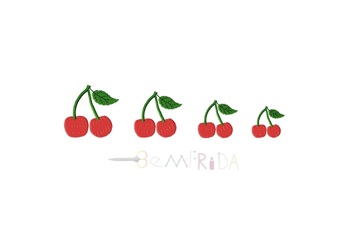 Cherries Embroidery Design, Machine Embroidery Design, Red Cherry ...