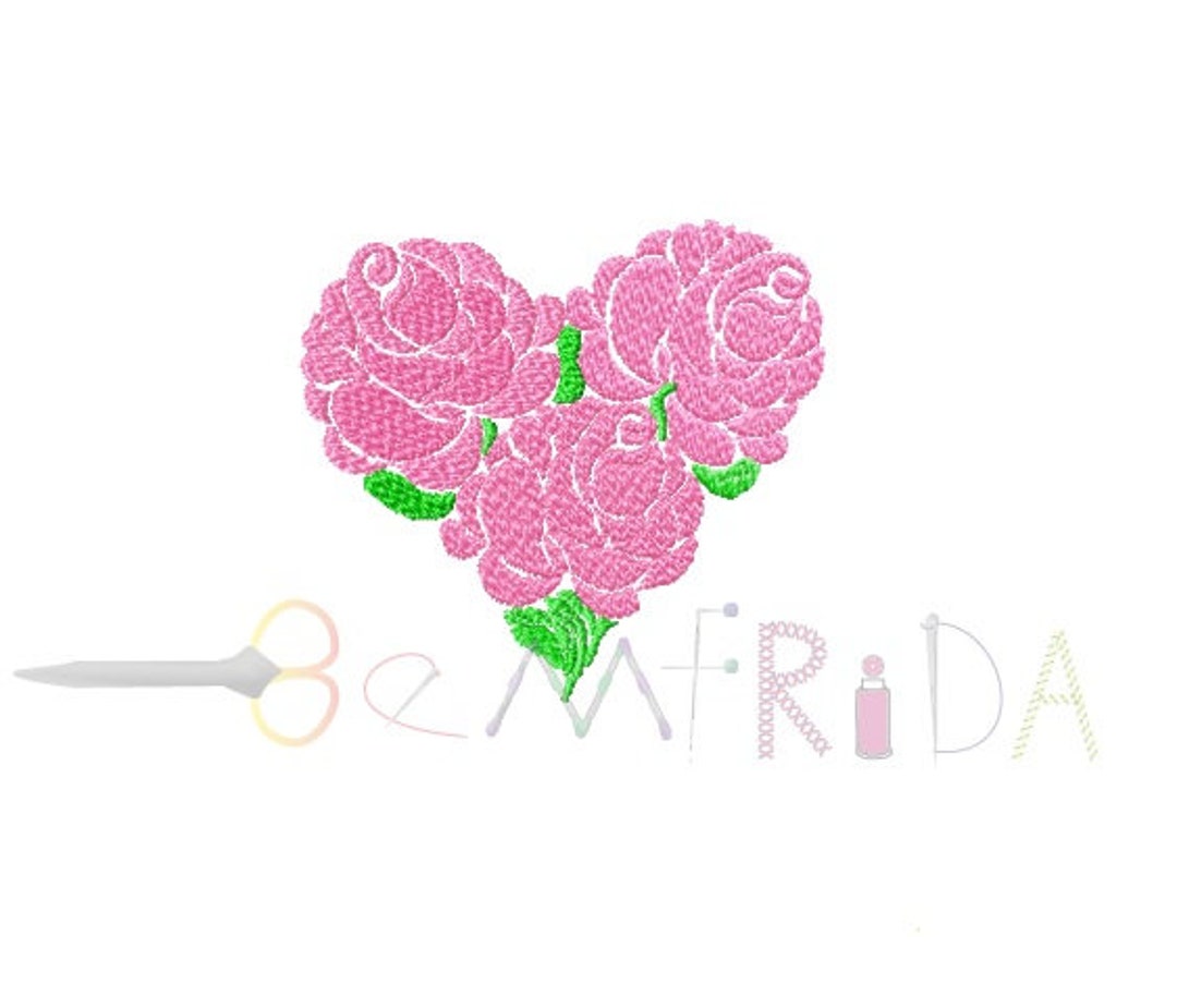 Love Heart Machine Embroidery Design, Love Design, Roses Heart ...