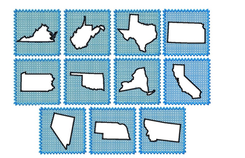 States USA Machine Embroidery Design, 11 States USA Design, Design for ...