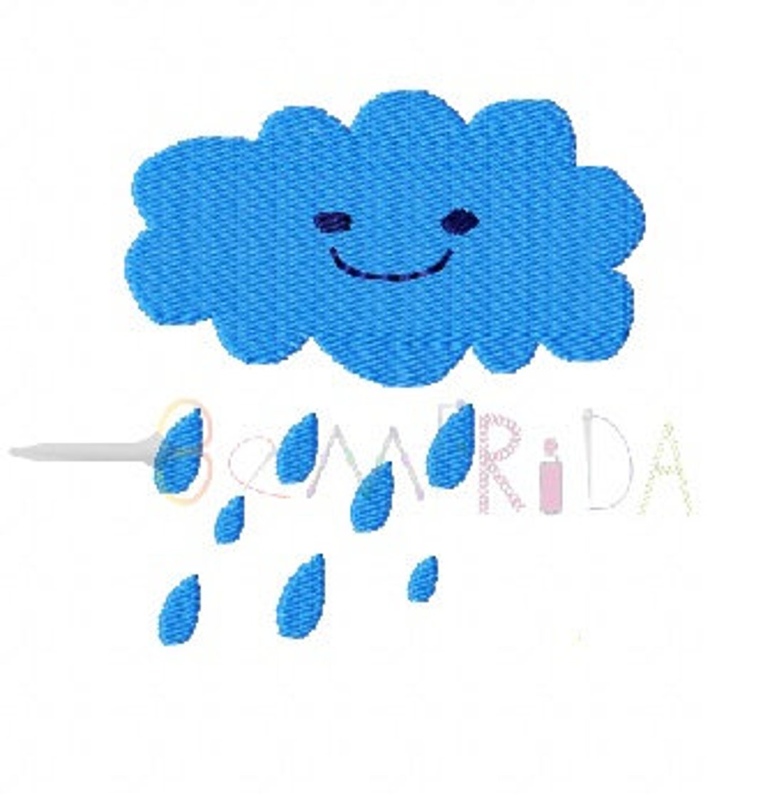 Rain Cloud Machine Embroidery Design, Filled Stitch Machine Embroidery ...