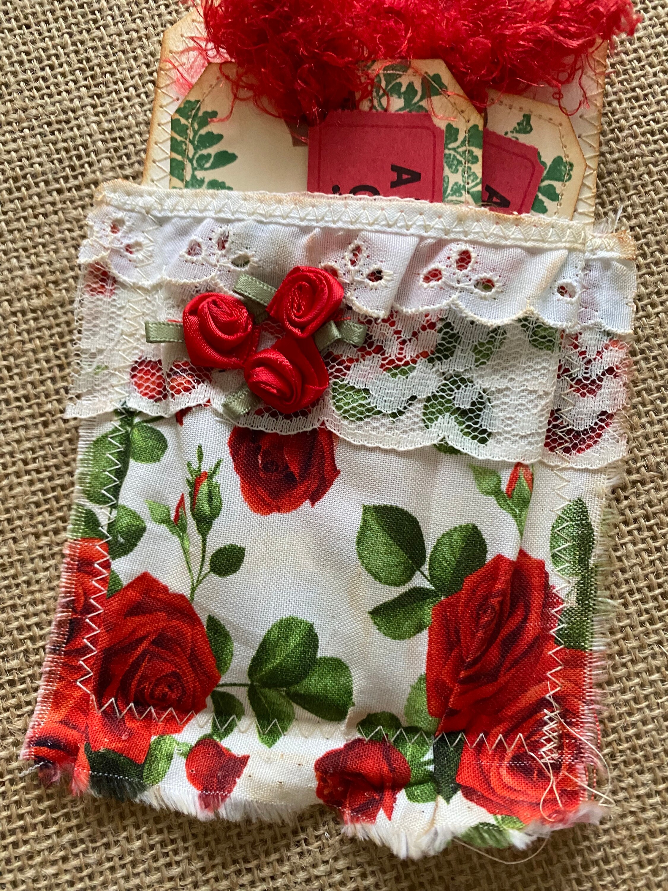 A Beautiful Lace and Rose Tag - Etsy