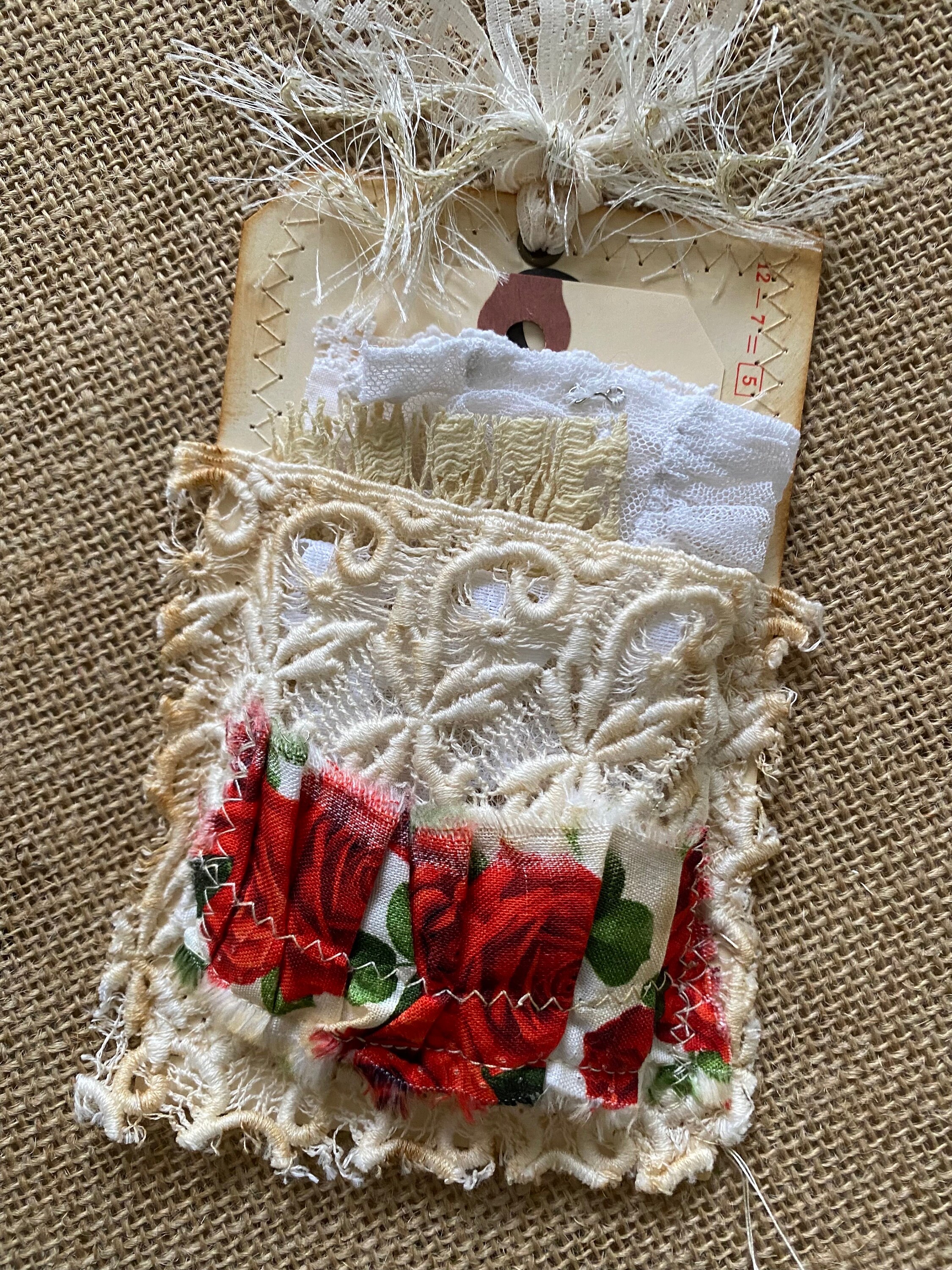 A Beautiful Lace and Rose Tag - Etsy
