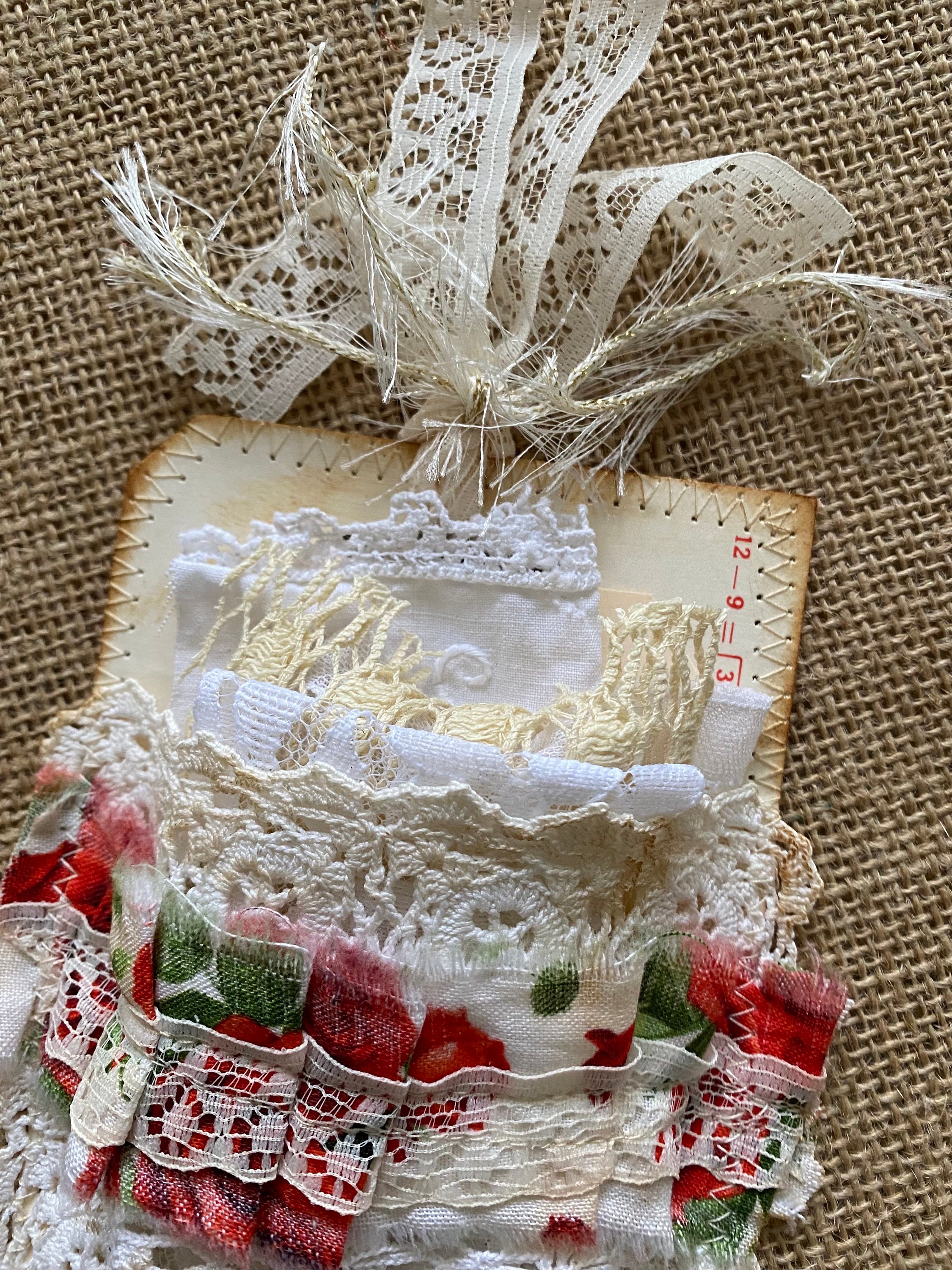 A Beautiful Lace and Rose Tag - Etsy