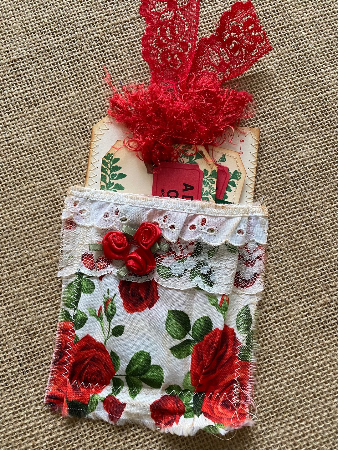 A Beautiful Lace and Rose Tag - Etsy