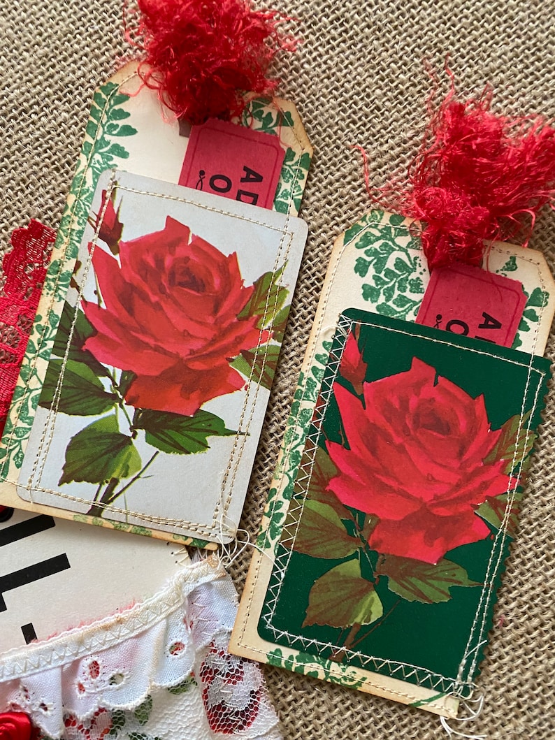 A Beautiful Lace and Rose Tag - Etsy