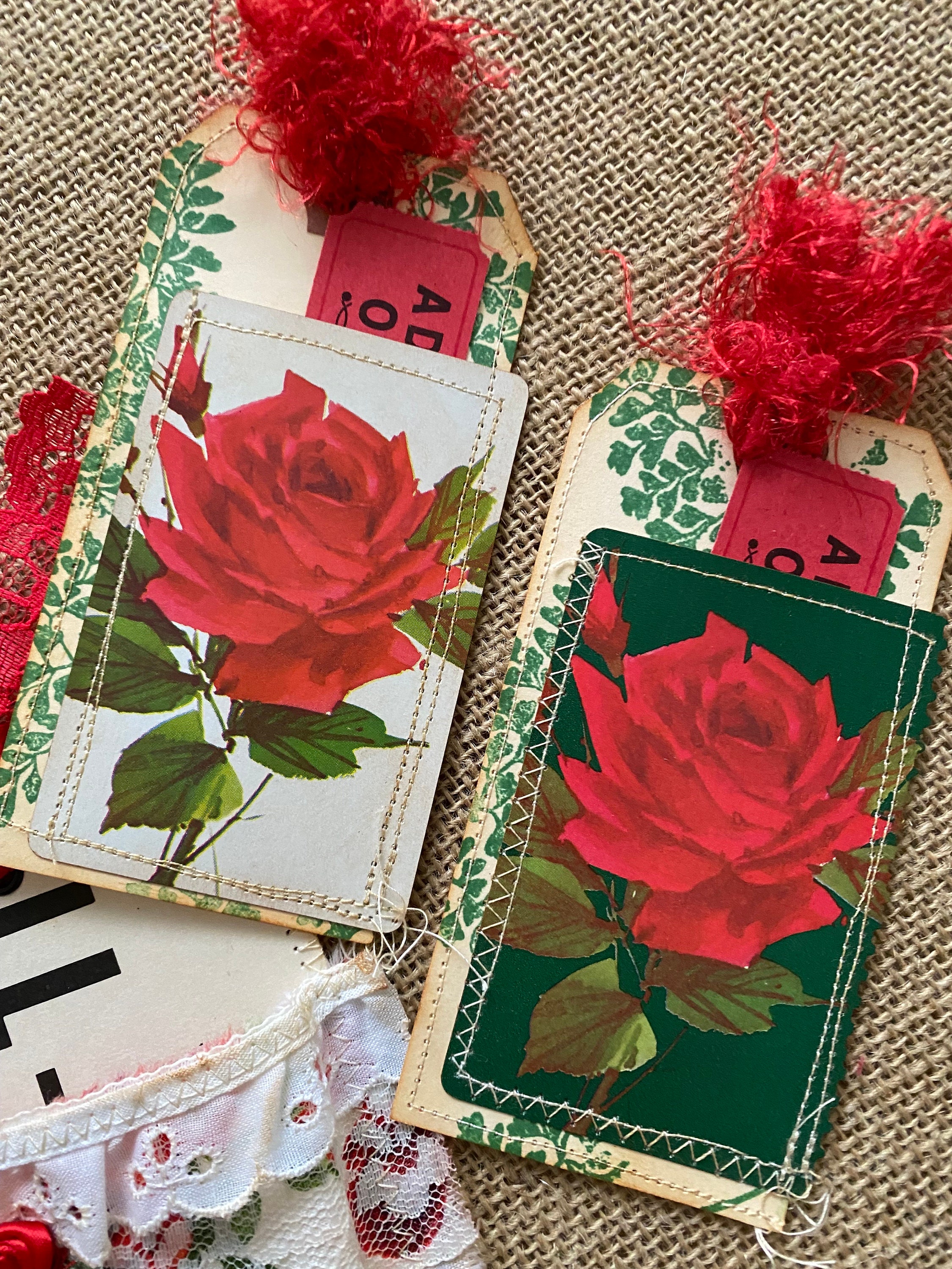 A Beautiful Lace and Rose Tag - Etsy