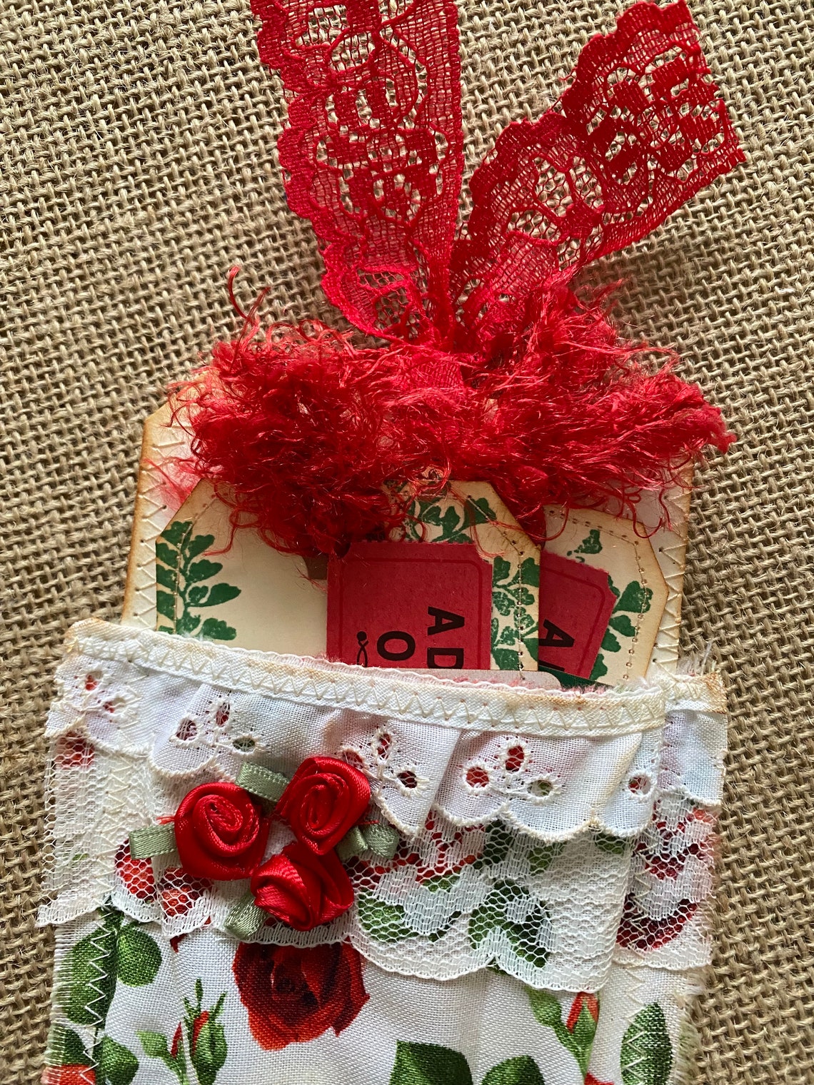 A Beautiful Lace and Rose Tag - Etsy
