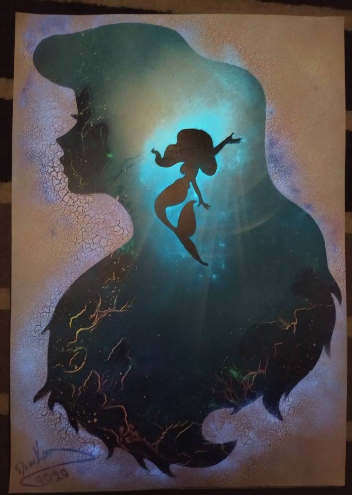 Ariel the Little Mermaid 3 Glow in the Dark Original - Etsy