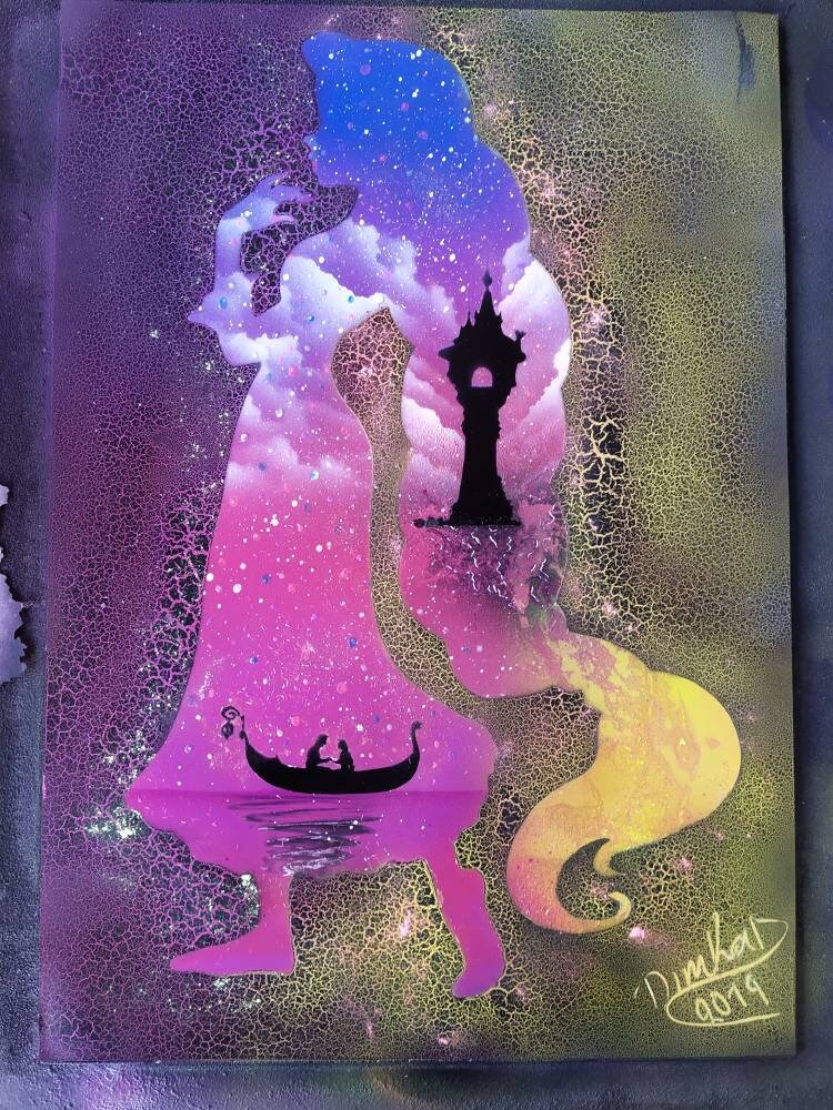 Tangledrapunzel 1 Glow in the Dark Original Spray Paint Art by Dimkad ...