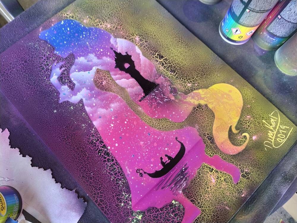 Tangledrapunzel 1 Glow in the Dark Original Spray Paint Art by Dimkad ...