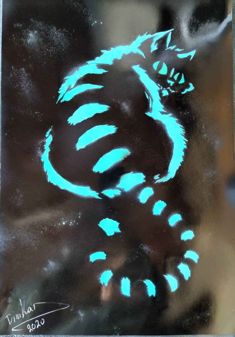 Cheshire Cat 1 Glow in the Dark Original Spray Paint by - Etsy