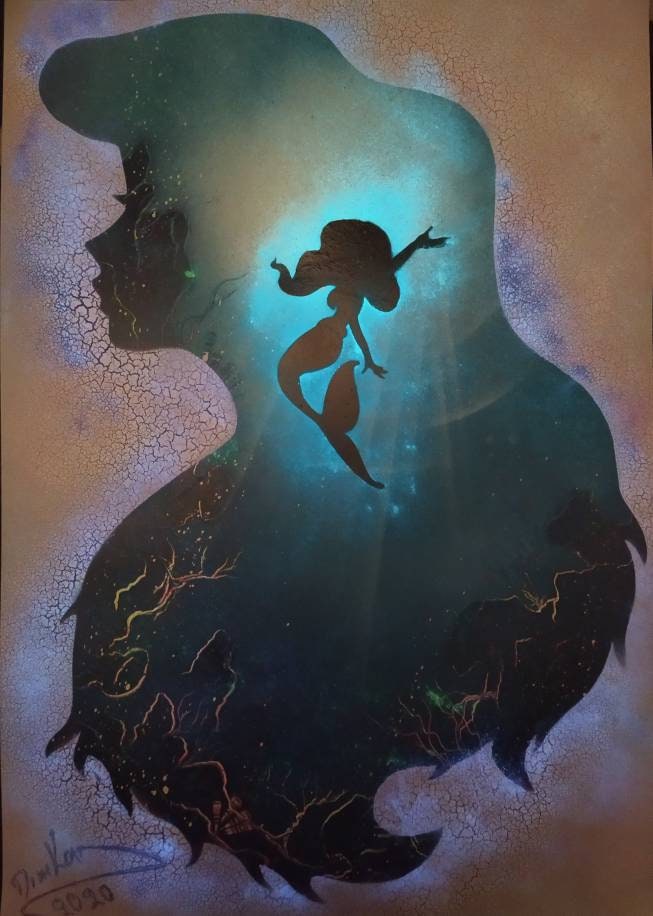 Ariel the Little Mermaid 3 Glow in the Dark Original - Etsy