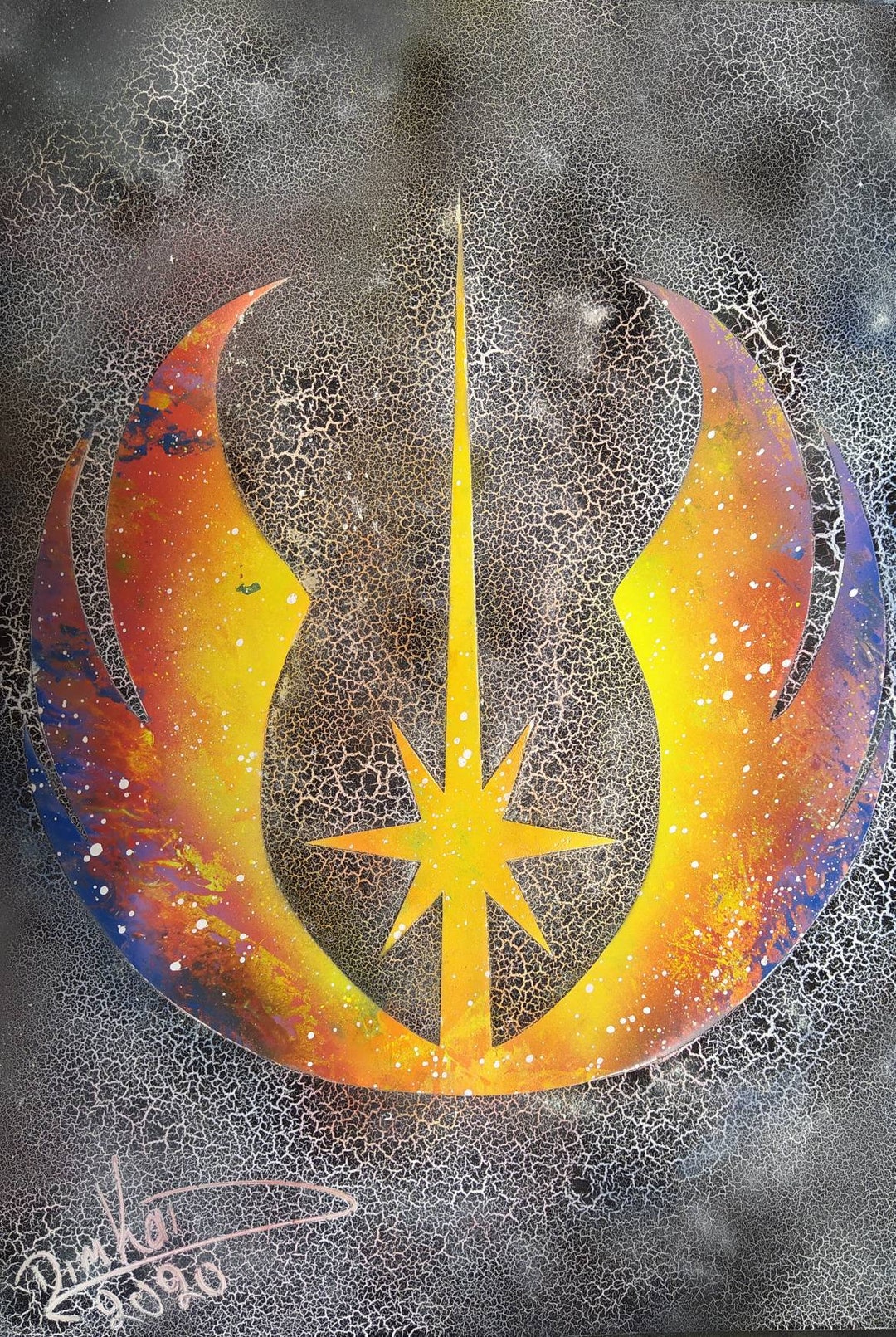 Jedi Symbol - Glow in the Dark- Original Spray Paint by Dimkad Art - Etsy