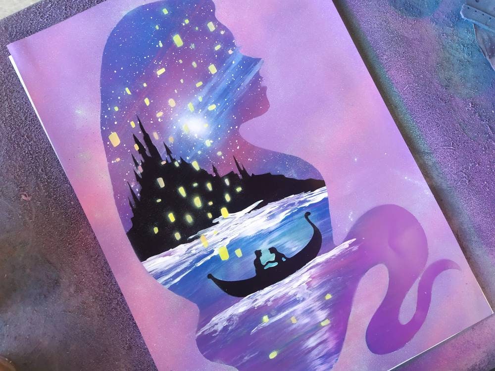 Tangled (rapunzel) #2- Glow in the Dark-original Spray Paint Art by ...