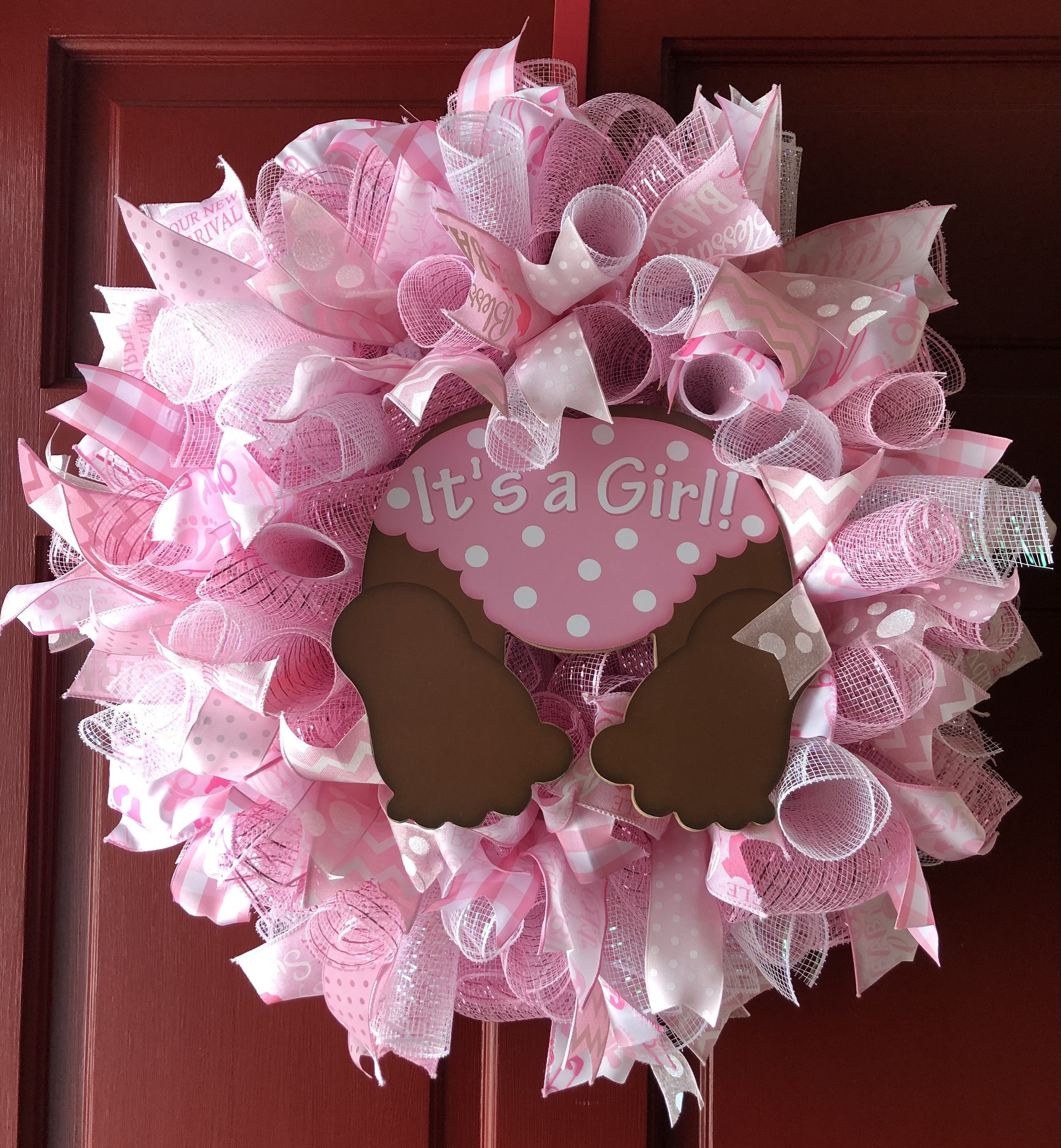 It’s A Girl! Pink Baby Wreath - Etsy