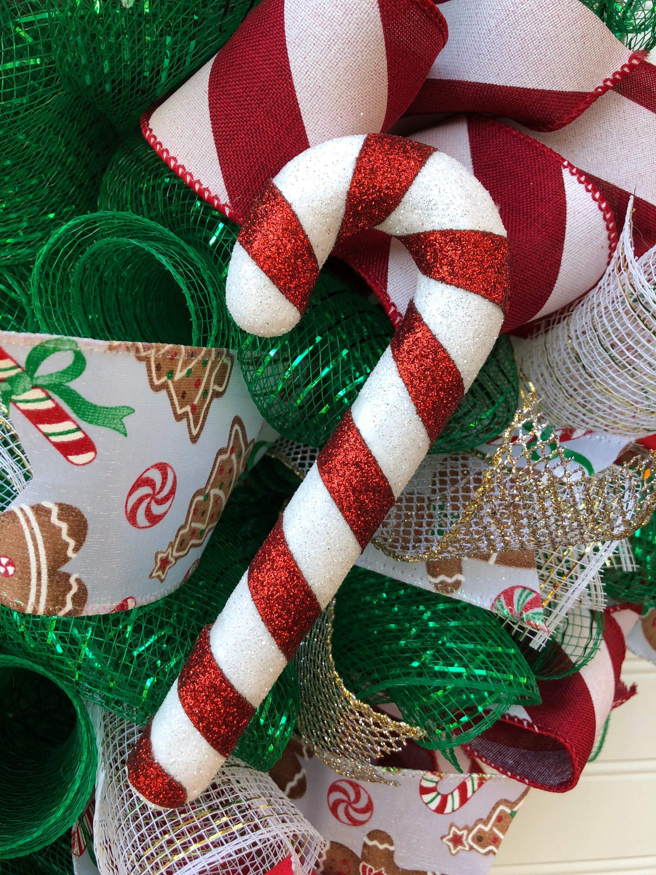 Gingerbread and Candy Cane Christmas Wreath - Etsy
