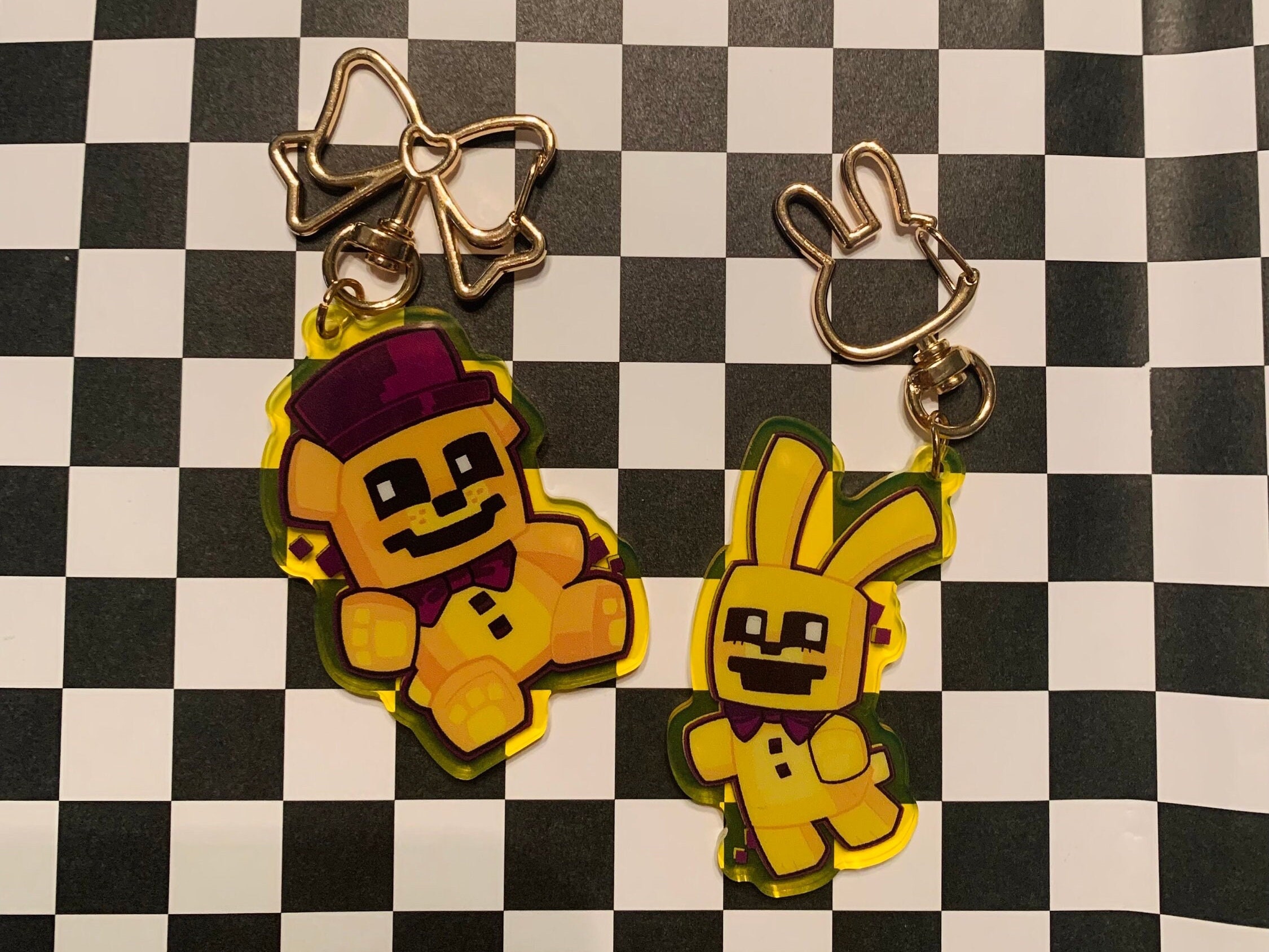 8-bit Bunny and Bear Fnaf Inspired Acrylic Charms - Etsy