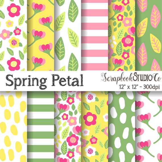 Spring Petal Scrapbook Paper Digital Scrapbooking Printable | Etsy