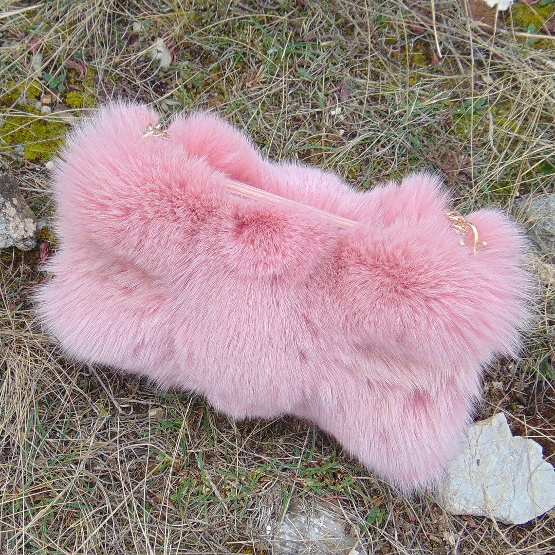 Pink Fur Bag, Crossbody Bag, Handbag Bag, Small Bag Pink Fur Fox - Etsy