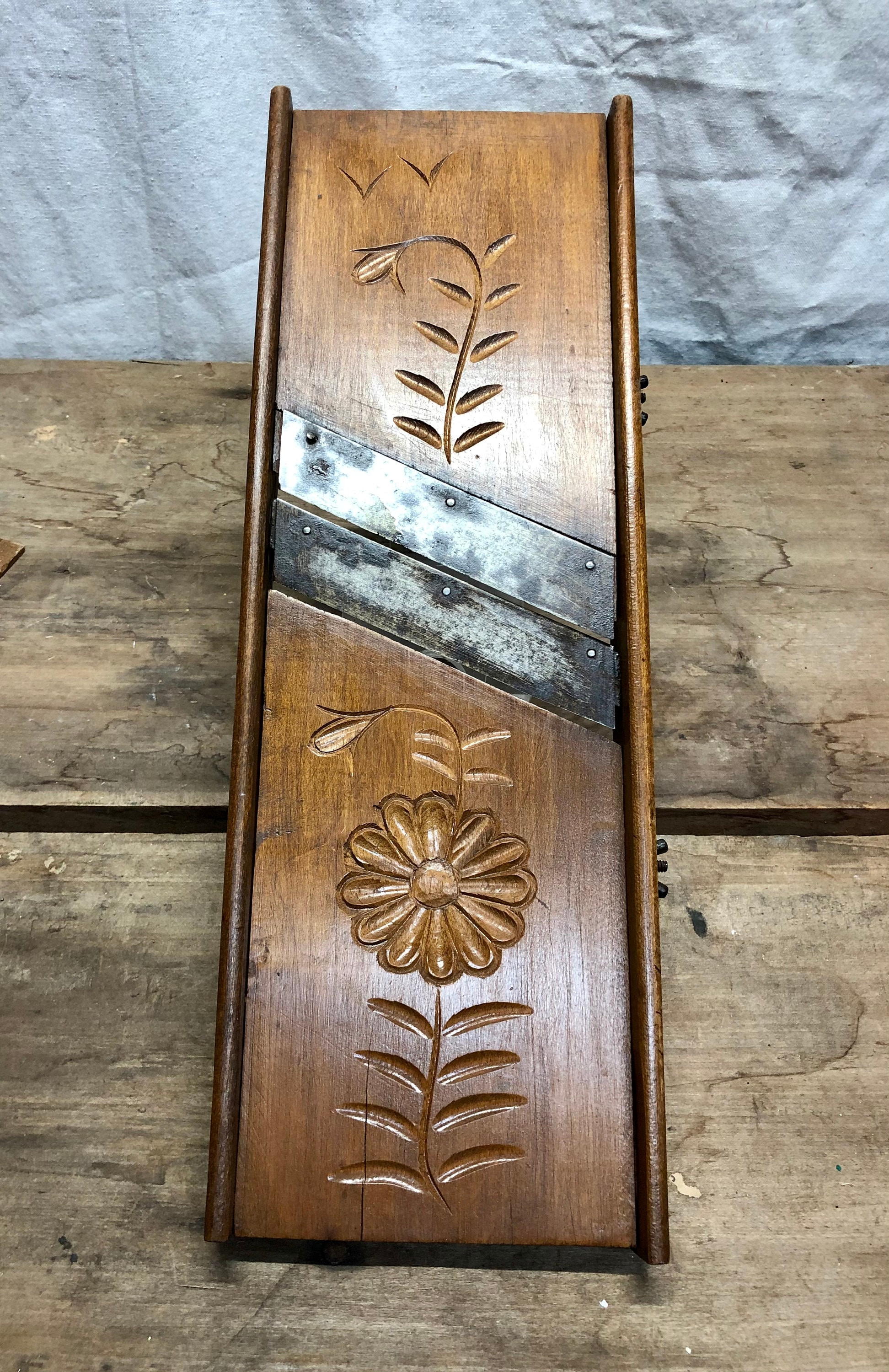 Art & Collectibles Vintage Wooden Mandolin Slicer with Folk Art Carving by Lee Garner from ...