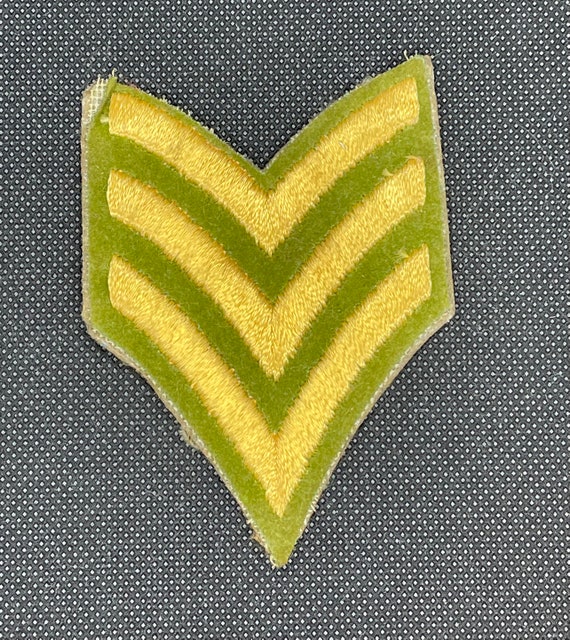 Rare Army Stripe Patch Made of Green Wool With Yellow… - Gem