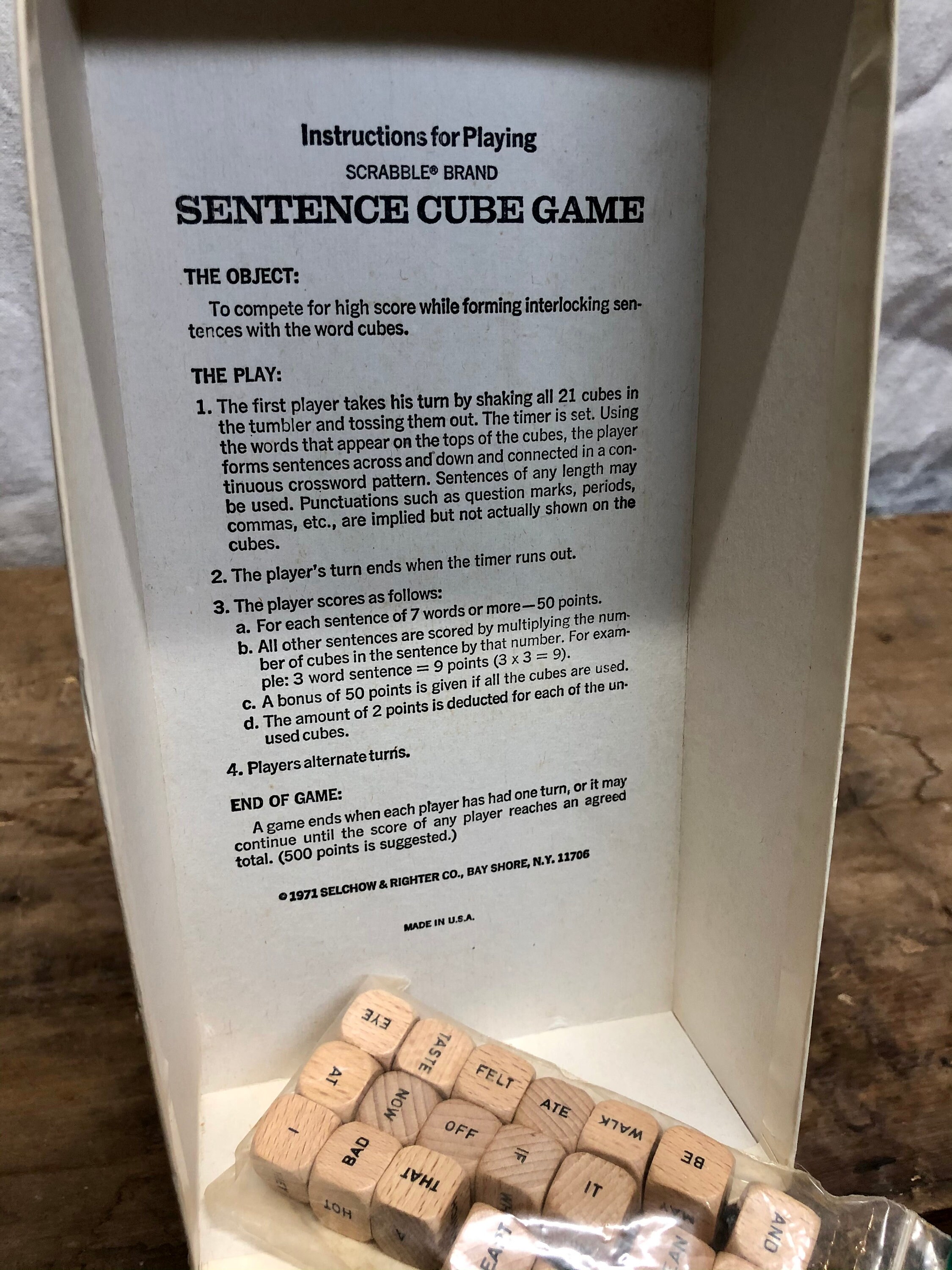 1971 Scrabble Sentence Cube Game by Selchow and Righter - Etsy